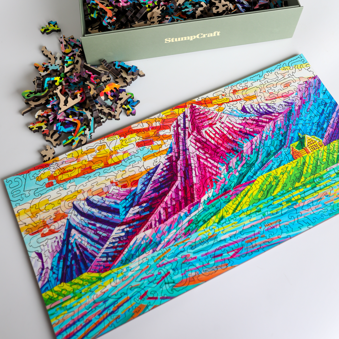 Stumpcraft Puzzles - Ruolin Shi Prismatic Peaks Wooden Jigsaw Puzzle ...