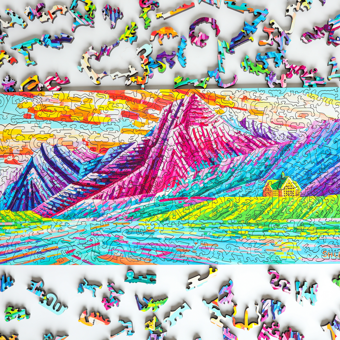 Stumpcraft Puzzles - Ruolin Shi Prismatic Peaks Wooden Jigsaw Puzzle ...